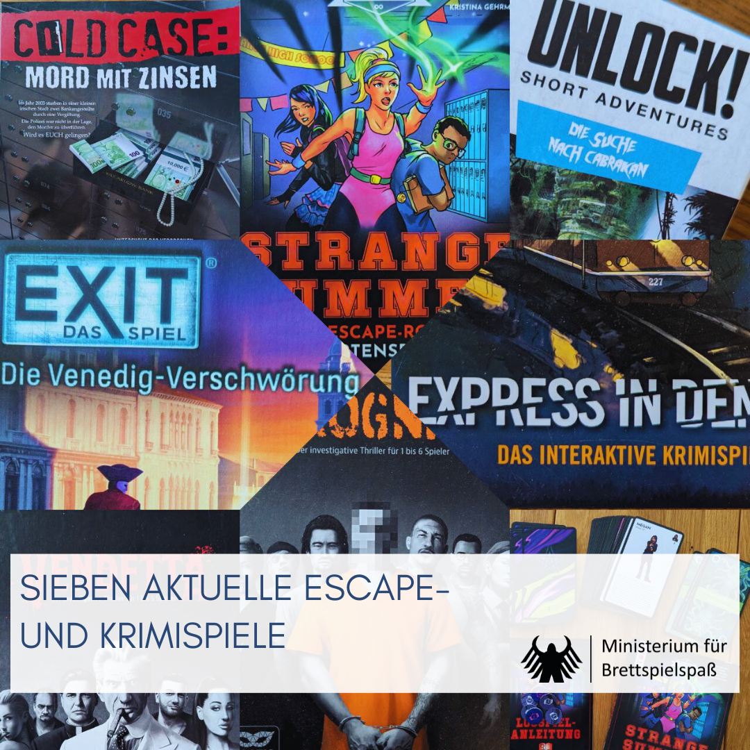 Sieben aktuelle Escape- und Krimispiele auf einen Streich (Exit, Unlock!, Hidden Games, Strange ...